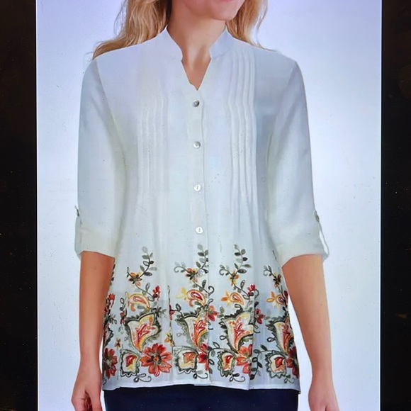 Ruby Rd. | Tops | Nwt Ruby Road Must Haves Floral Embroidered Silky ...